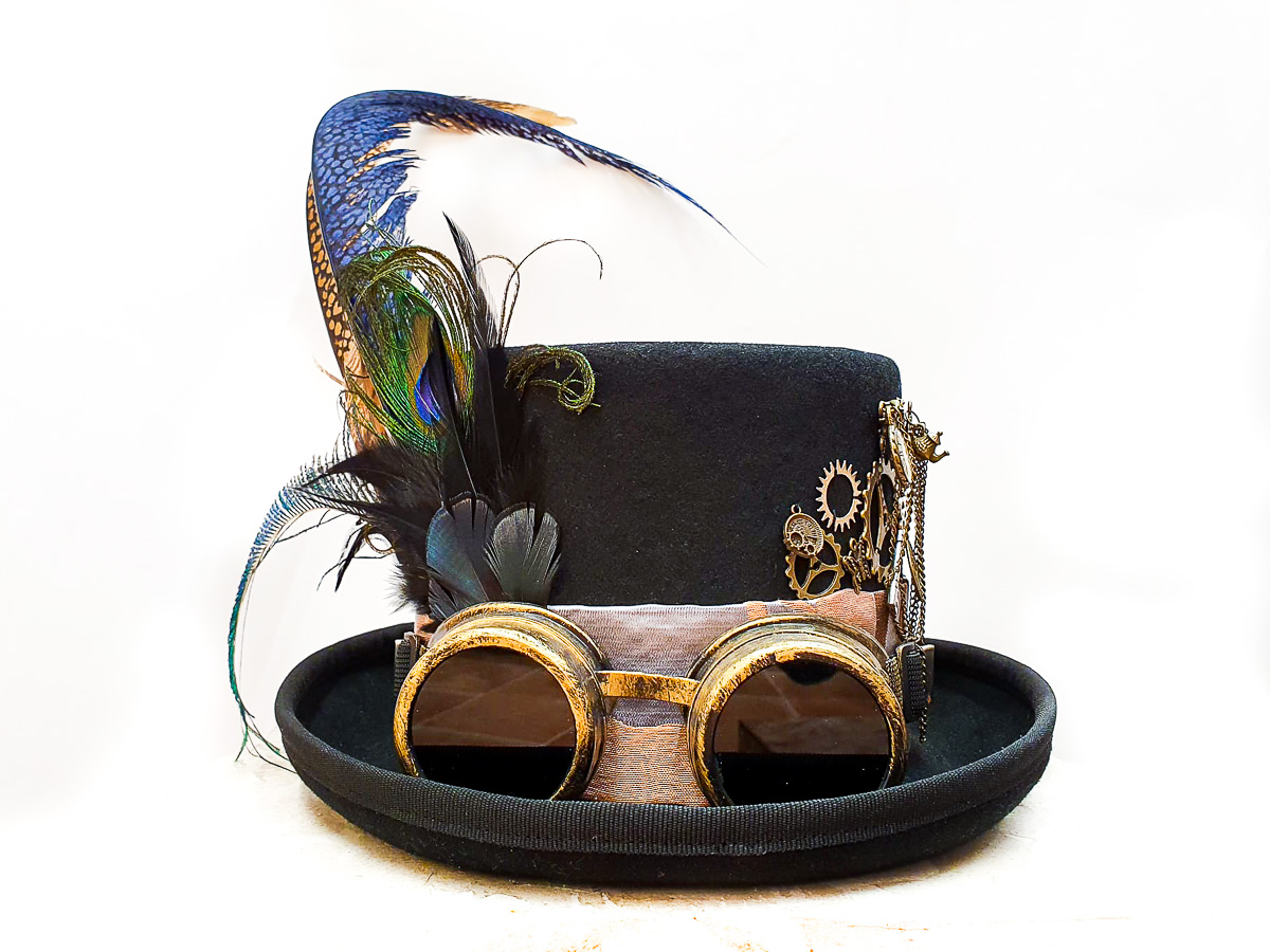 Steampunk Hat - Handmade with Natural Feathers